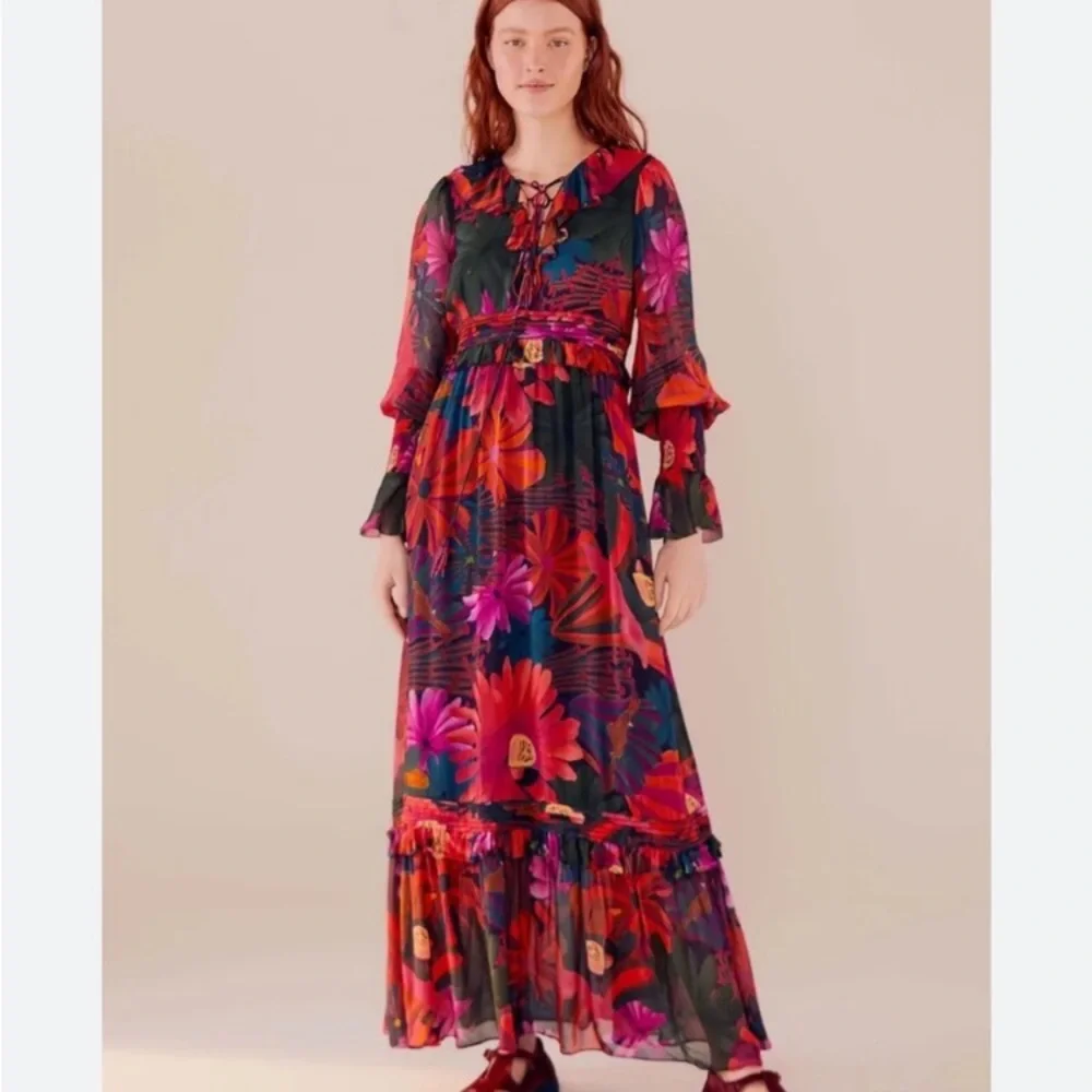 FARM Rio | Dresses | Farm Rio Bird Flowers Maxi Dress | Poshmark